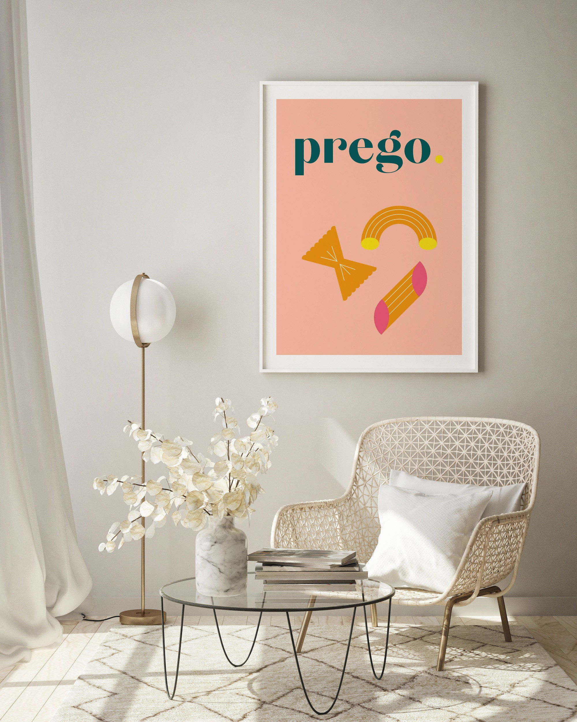 Pink Prego Pasta Art Print: Italian Kitchen Decor - Etsy