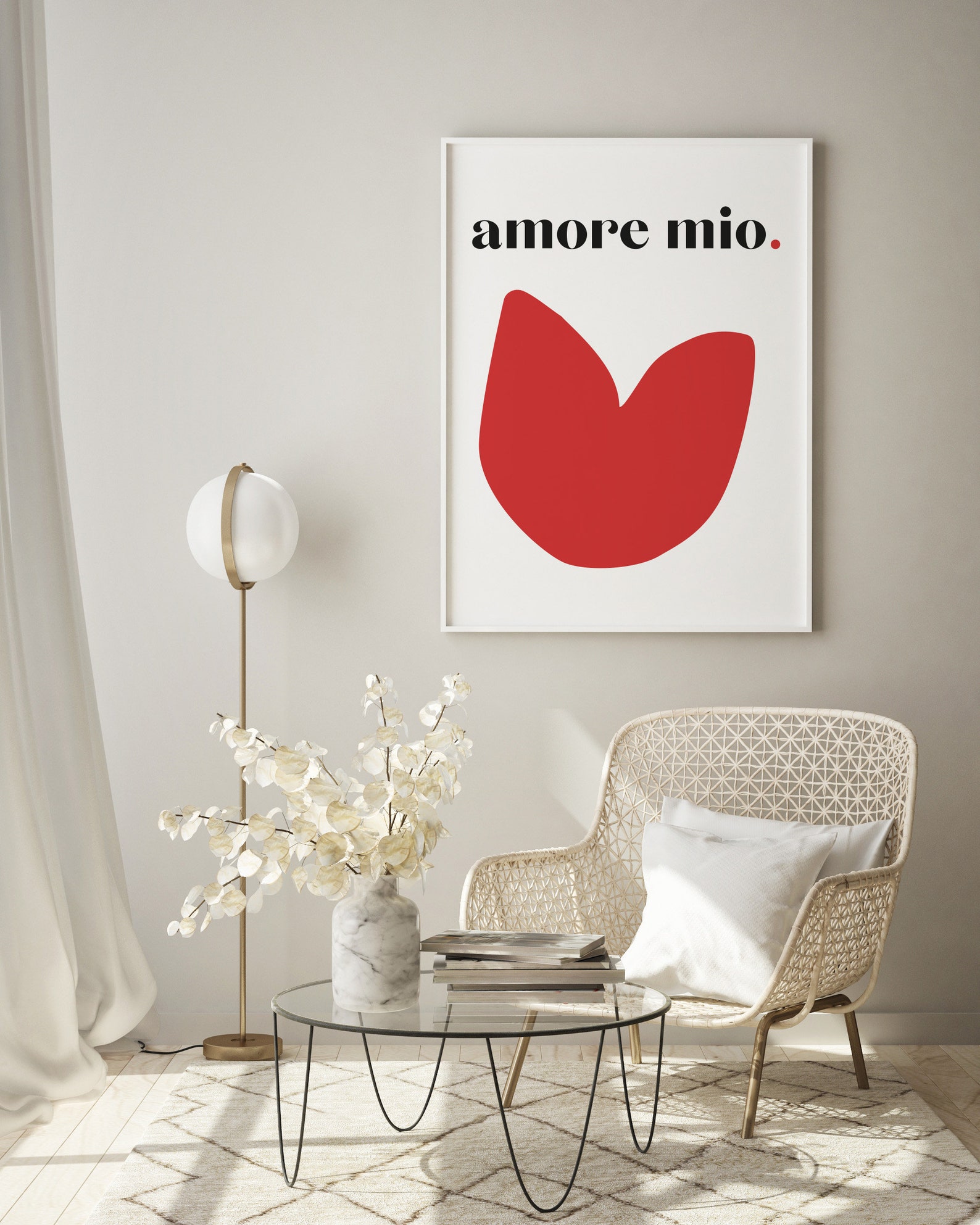 Amore Mio Art Print Poster Modern Wall Art Heart Love | Etsy