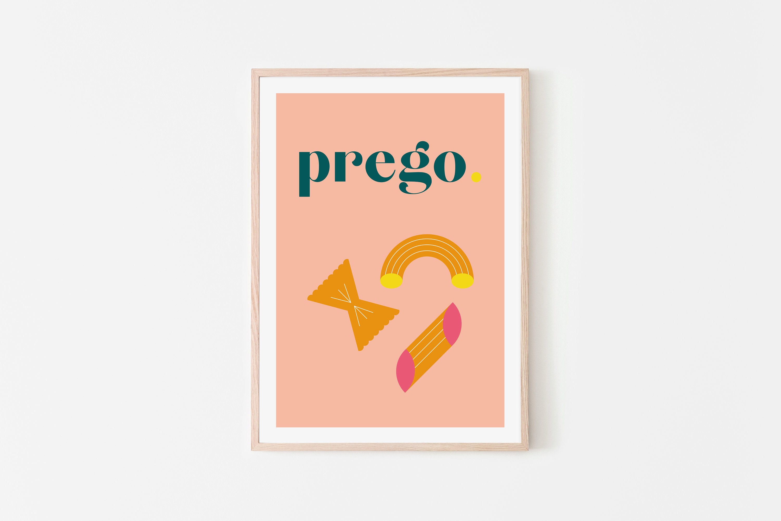 Pink Prego Pasta Art Print: Italian Kitchen Decor - Etsy