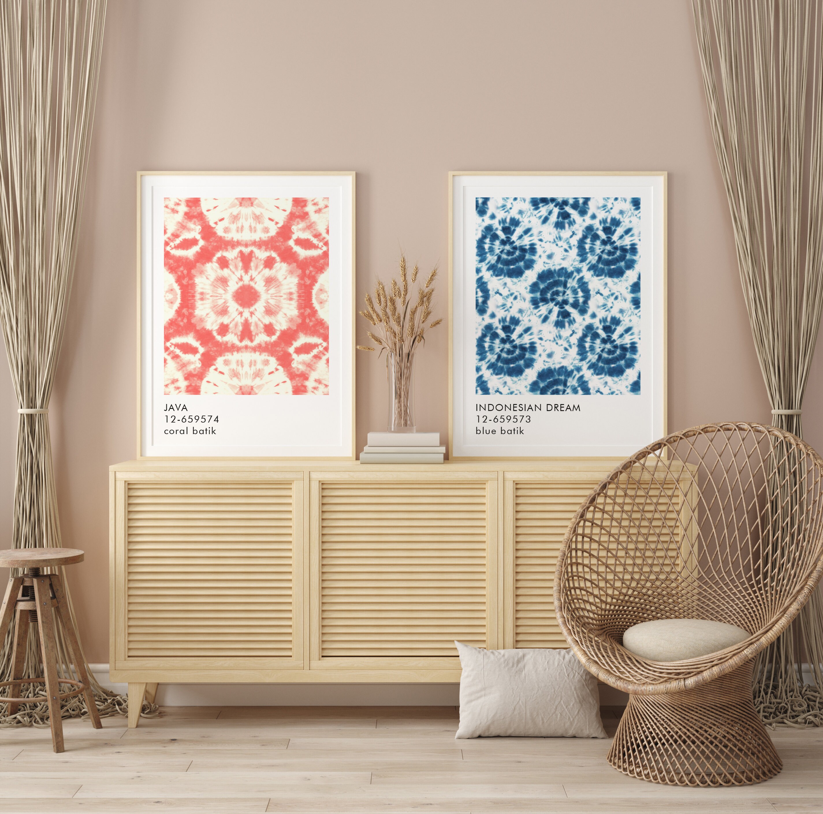 Coral Batik Pattern Art Print Modern Wall Art Java Boho - Etsy