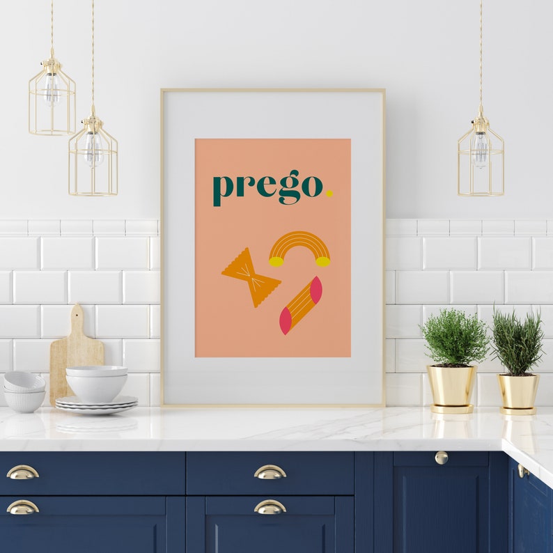 Pink Prego Pasta Art Print: Italian Kitchen Decor - Etsy