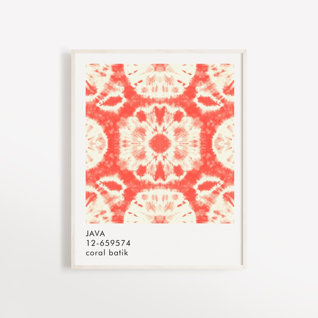 Coral Batik Pattern Art Print | Modern Wall Art | Java Boho Style ...