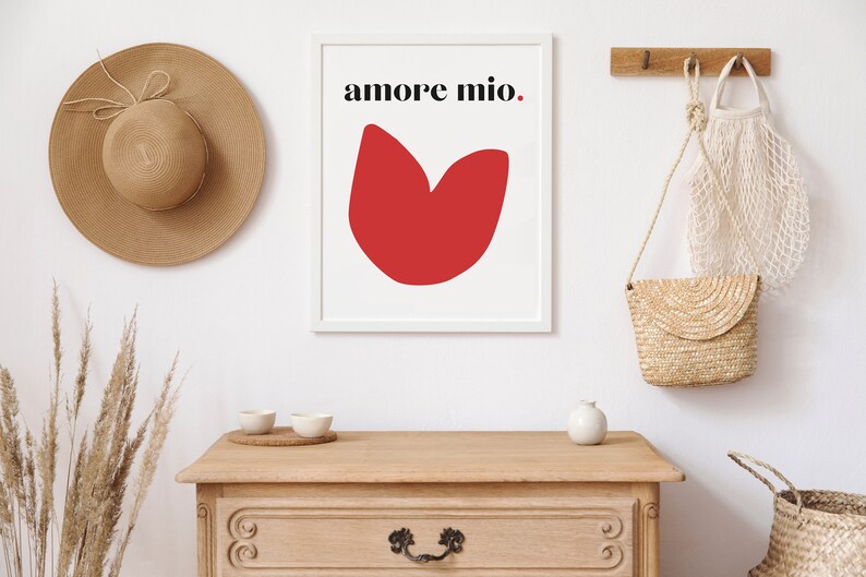 Amore Mio Art Print Poster Modern Wall Art Heart Love | Etsy