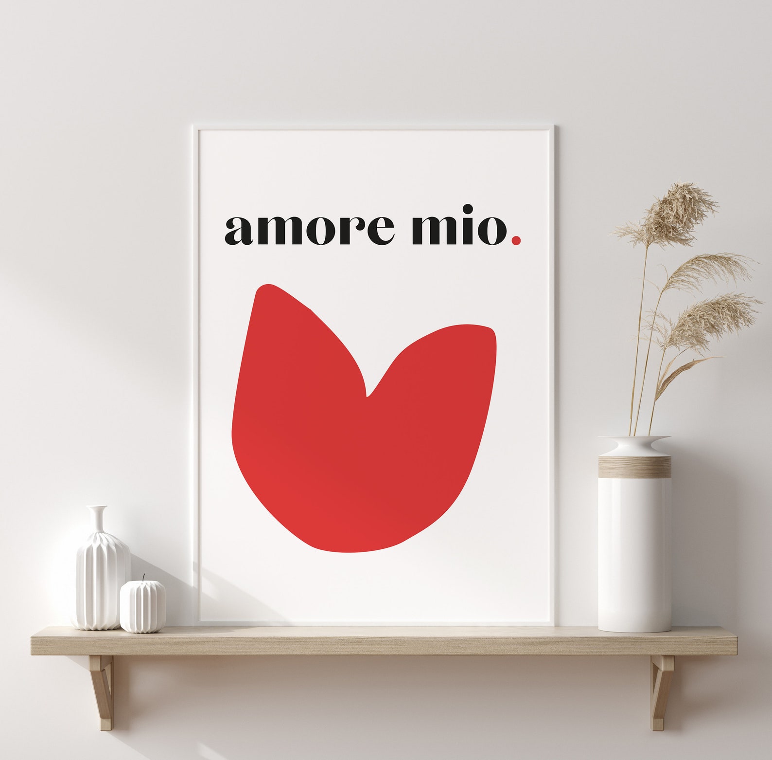Amore Mio Art Print Poster Modern Wall Art Heart Love Minimalist ...