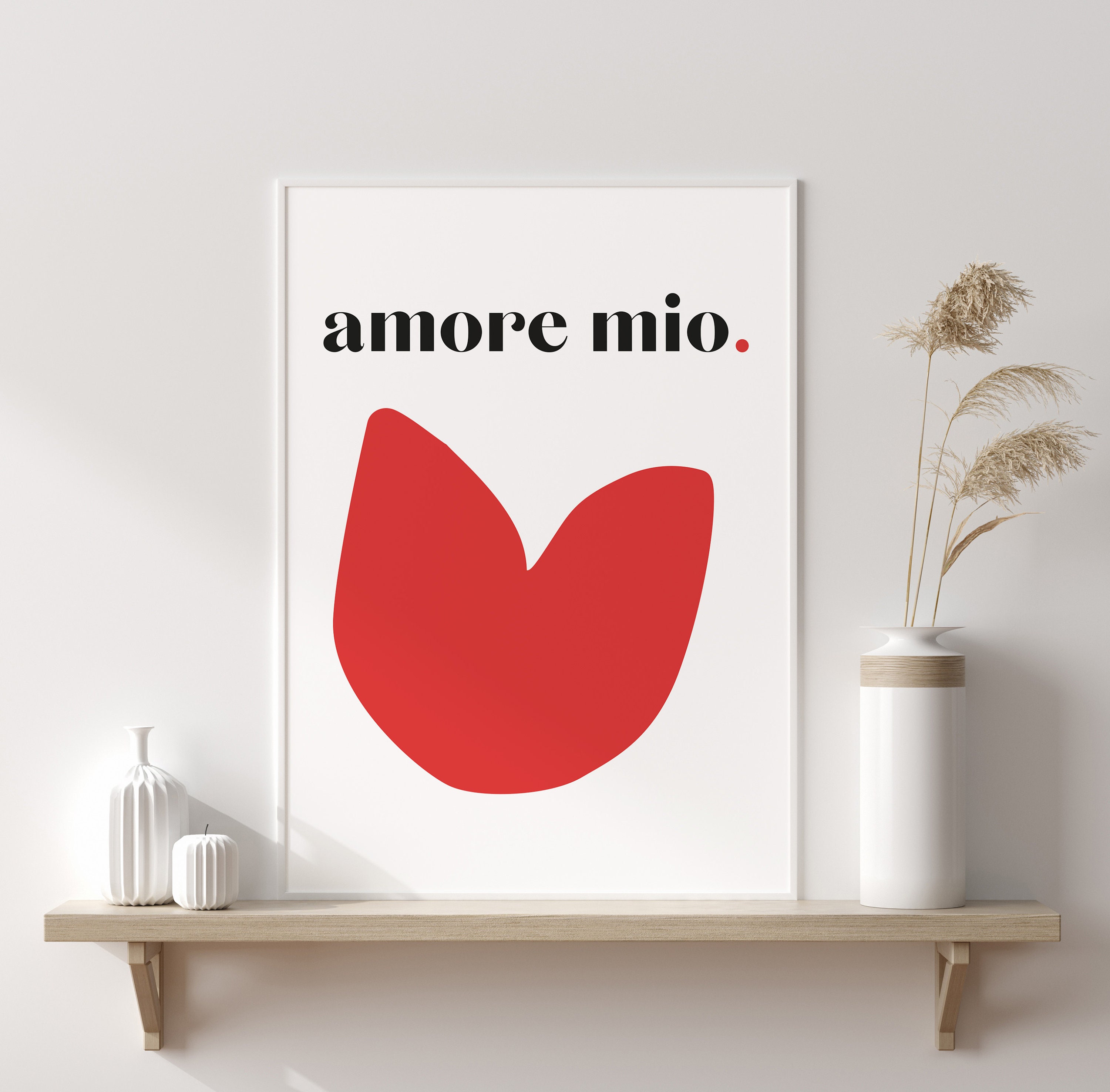 Amore Mio Art Print Poster Modern Wall Art Heart Love | Etsy