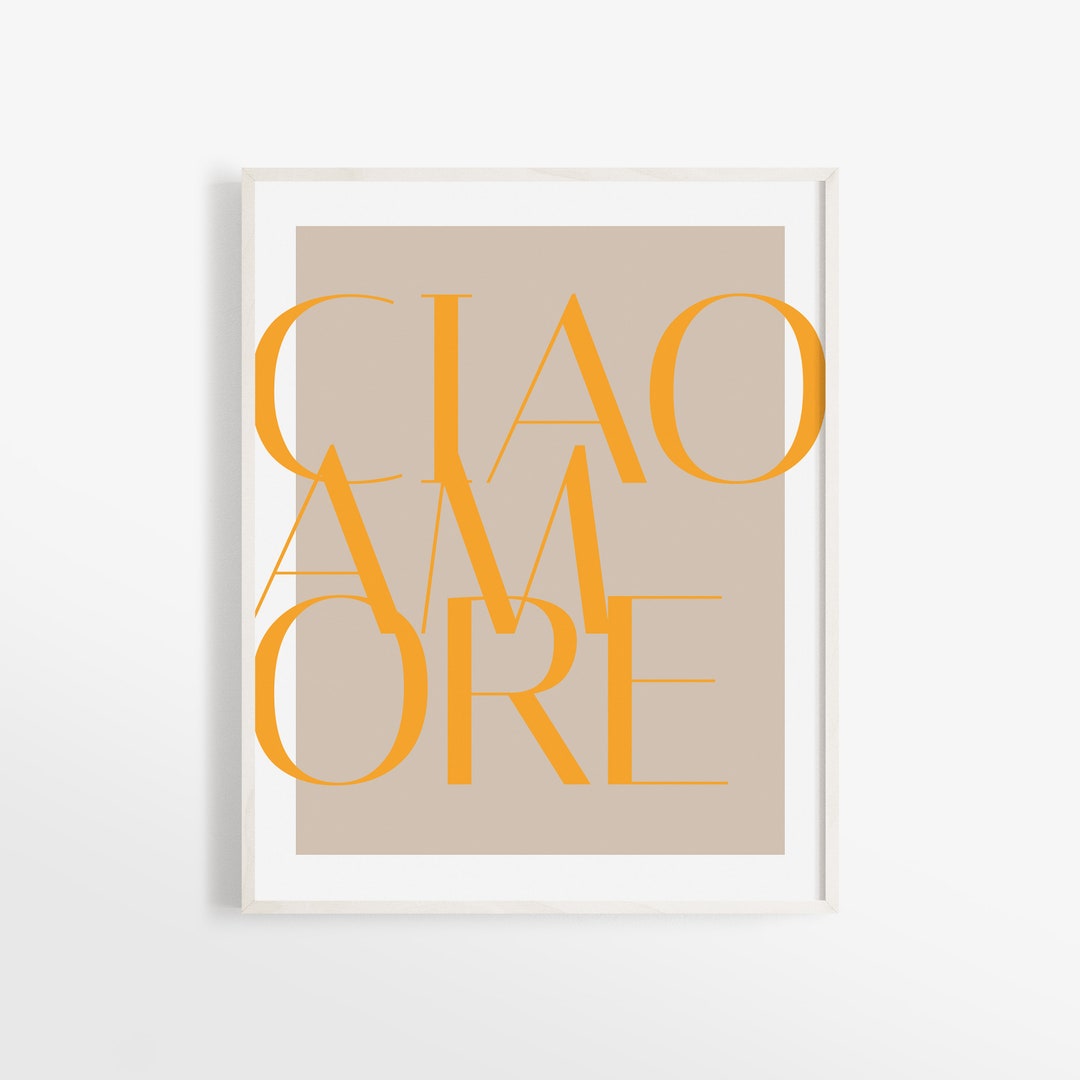 Ciao Amore Yellow Art Print | Wall Art | Modern Art | Typography Poster ...