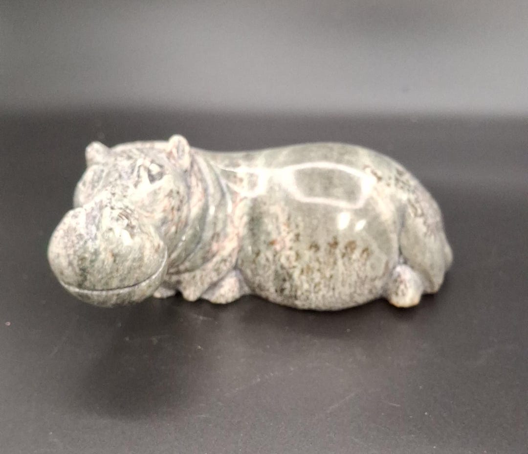 Hand-carved Hippo Stone Sculpture, Zimbabwean Artistry - Etsy