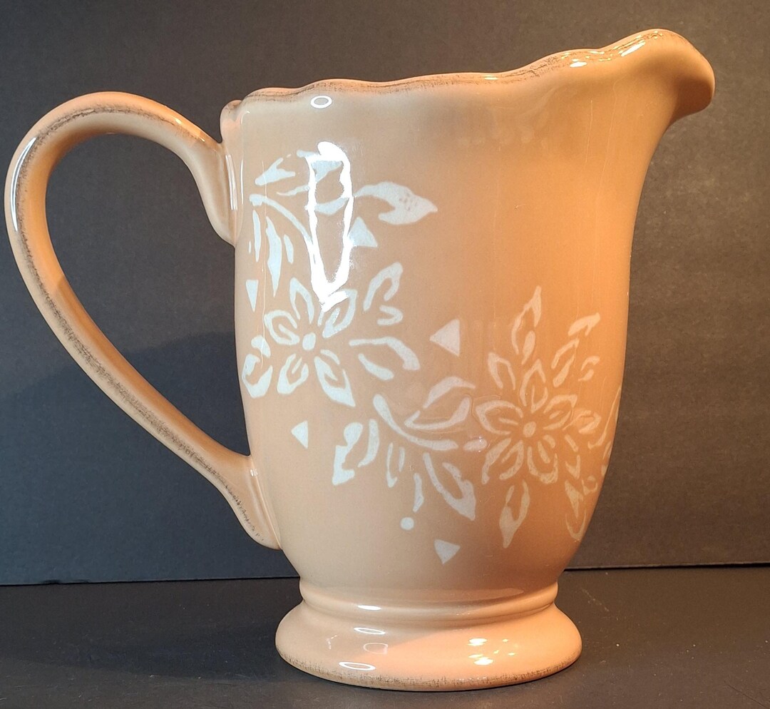 Bella Casa Peach Floral Pitcher by Ganz - Etsy