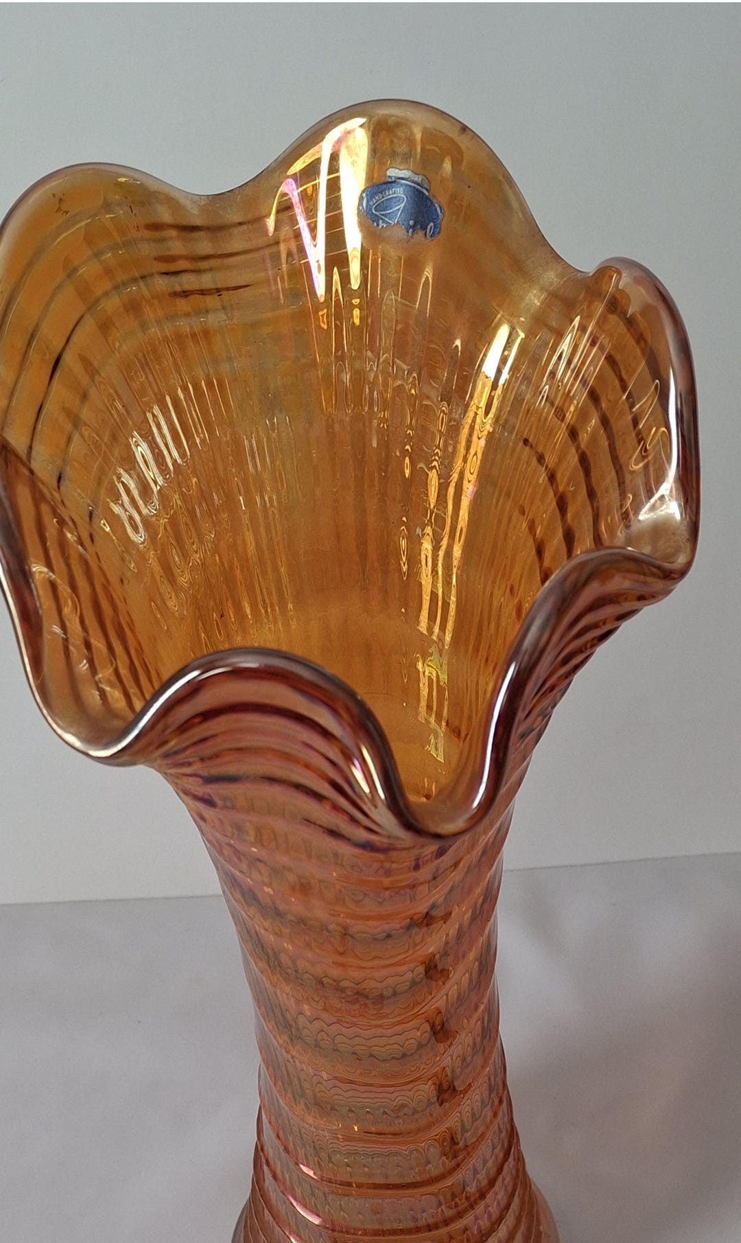 Vintage Imperial Glass Co. Carnival Glass Ruffled Top, Ripple Pattern ...