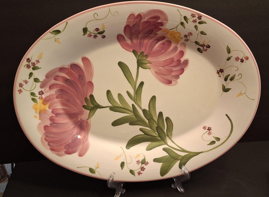 Vintage Paula Deen 'peony Patch' Large Hand Painted Platter - Etsy