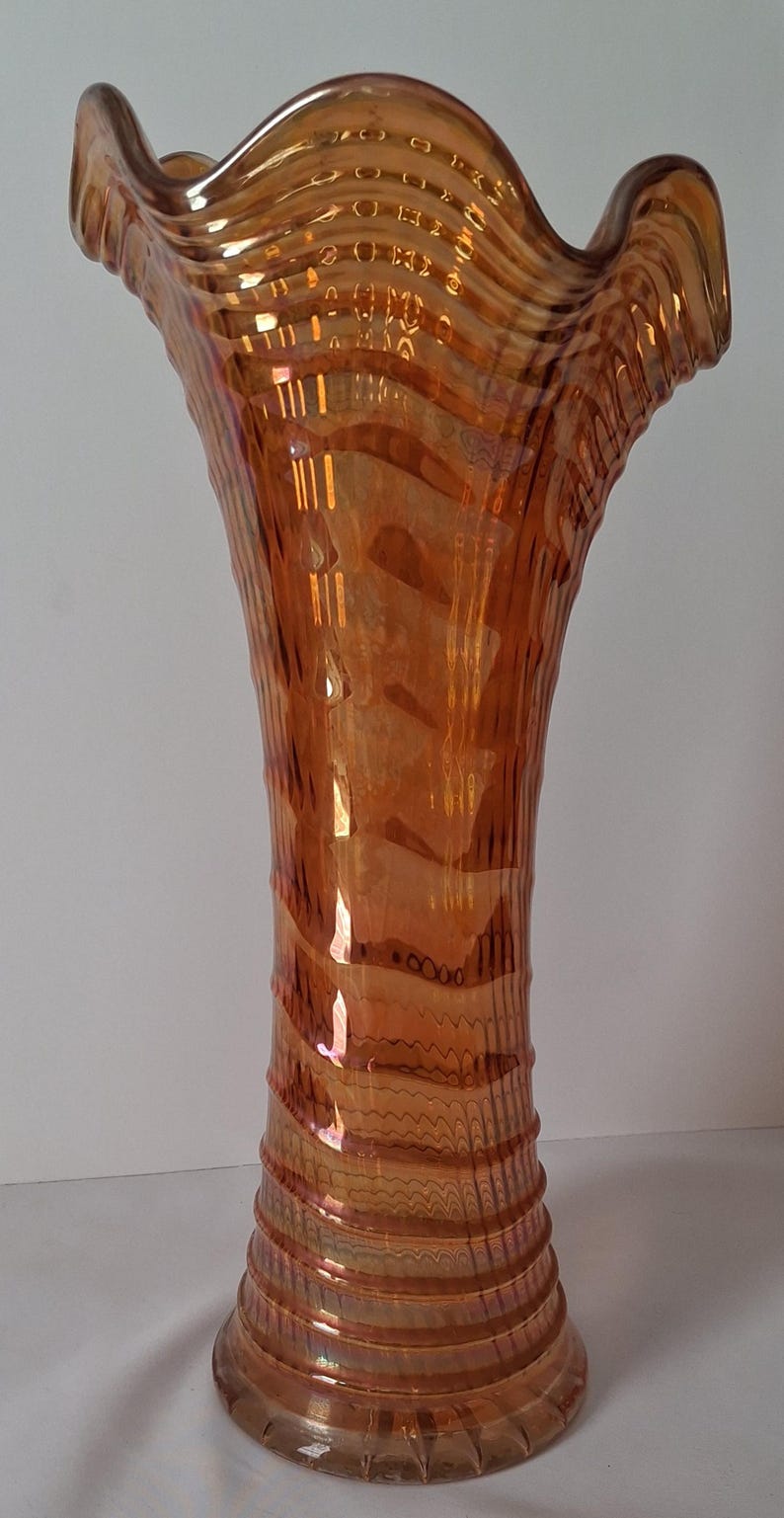 Vintage Imperial Glass Co. Carnival Glass Ruffled Top, Ripple Pattern ...