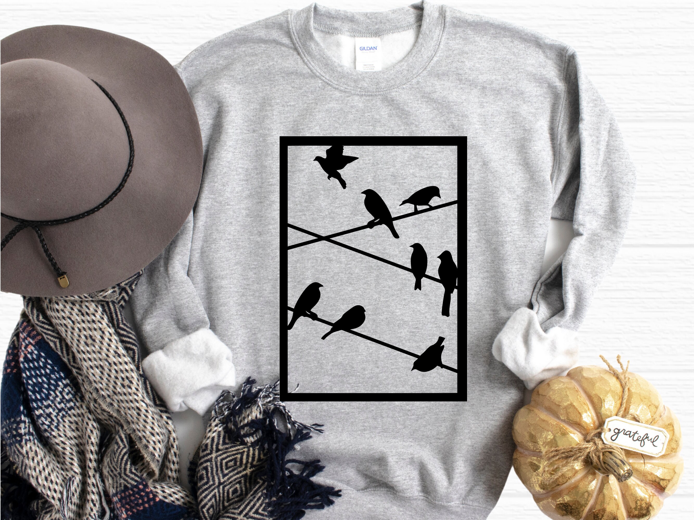 Bird Lover Crewneck Sweatshirt Birds on a Wire Sweater | Etsy