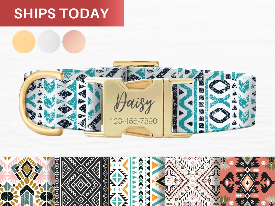 Aztec Dog Collar Personalized Dog Collar With Name Fabric - Etsy