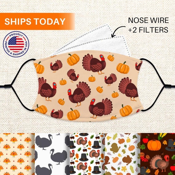 Thanksgiving Face Mask Reusable Washable and Adjustable | Etsy