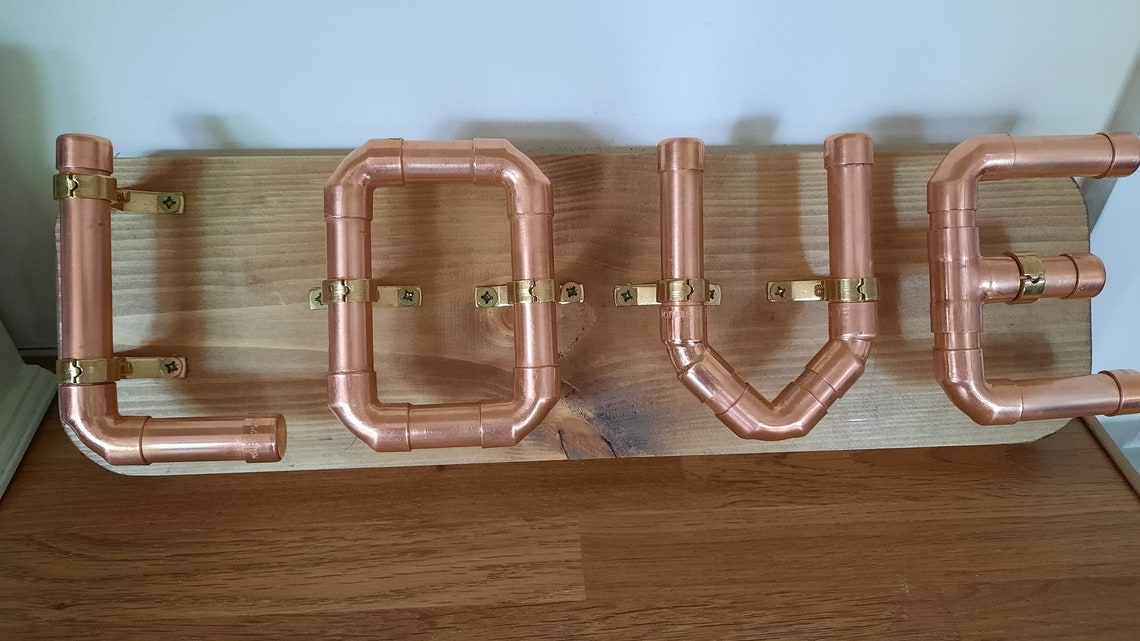 Copper Pipe Love Sign With Wood Plaque. Handmade in Devon - Etsy