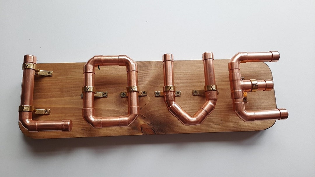 Copper Pipe Love Sign With Wood Plaque. Handmade in Devon - Etsy