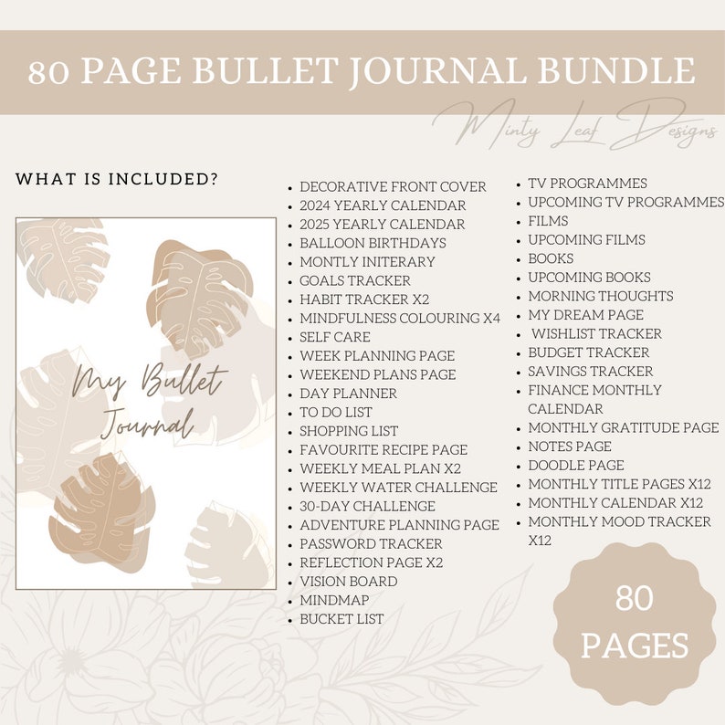 Printable Bullet Journal Bundle Full Neutral Edition Digital Product ...
