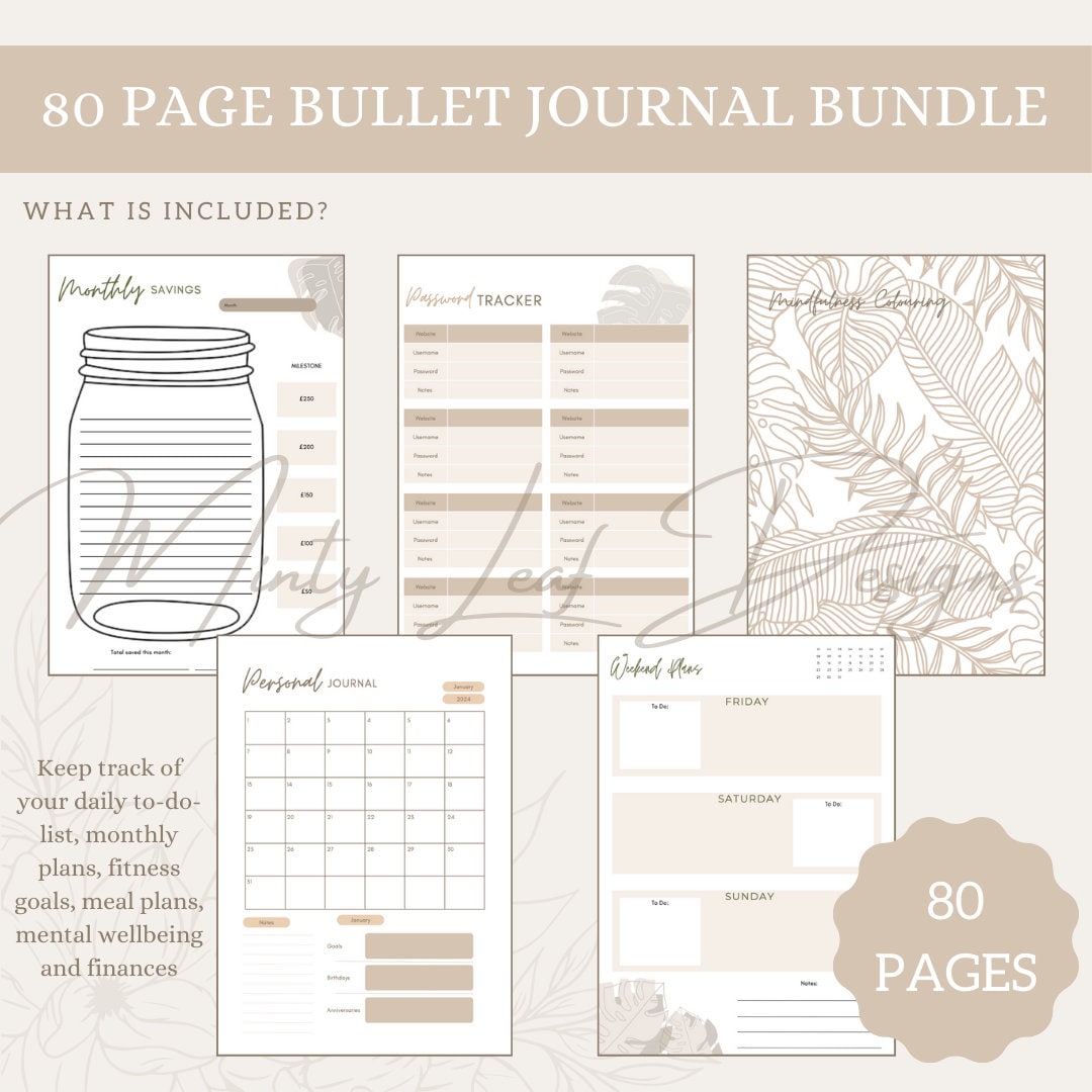 Printable Bullet Journal Bundle Full Neutral Edition Digital Product ...