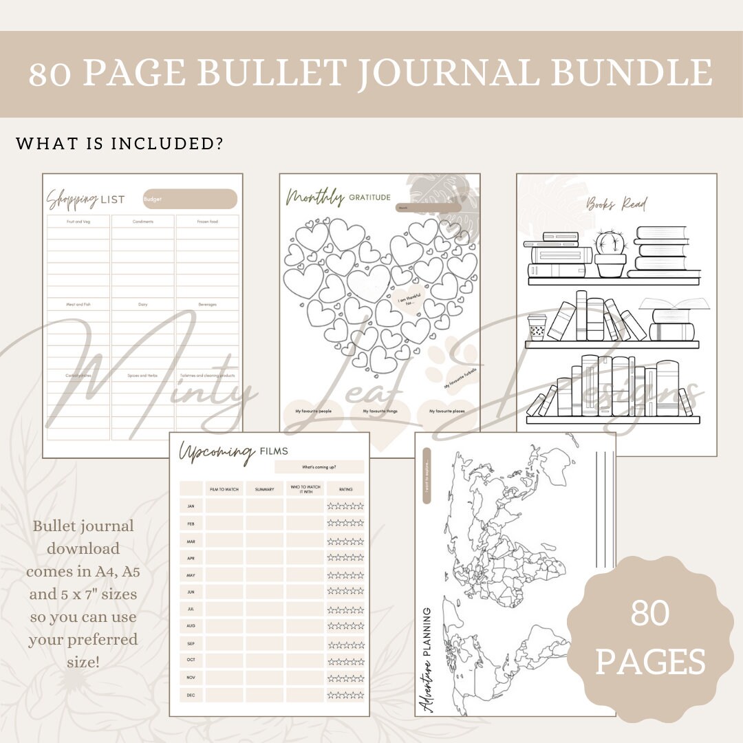 Printable Bullet Journal Bundle Full Neutral Edition Digital Product ...