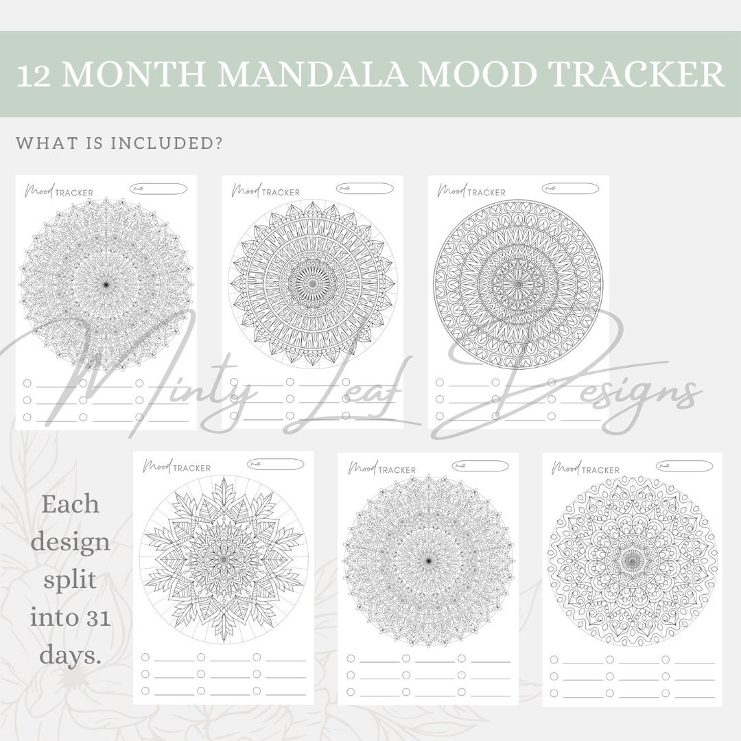 12 Month Mandala Mood Tracker Bundle Digital Download Print at Home ...
