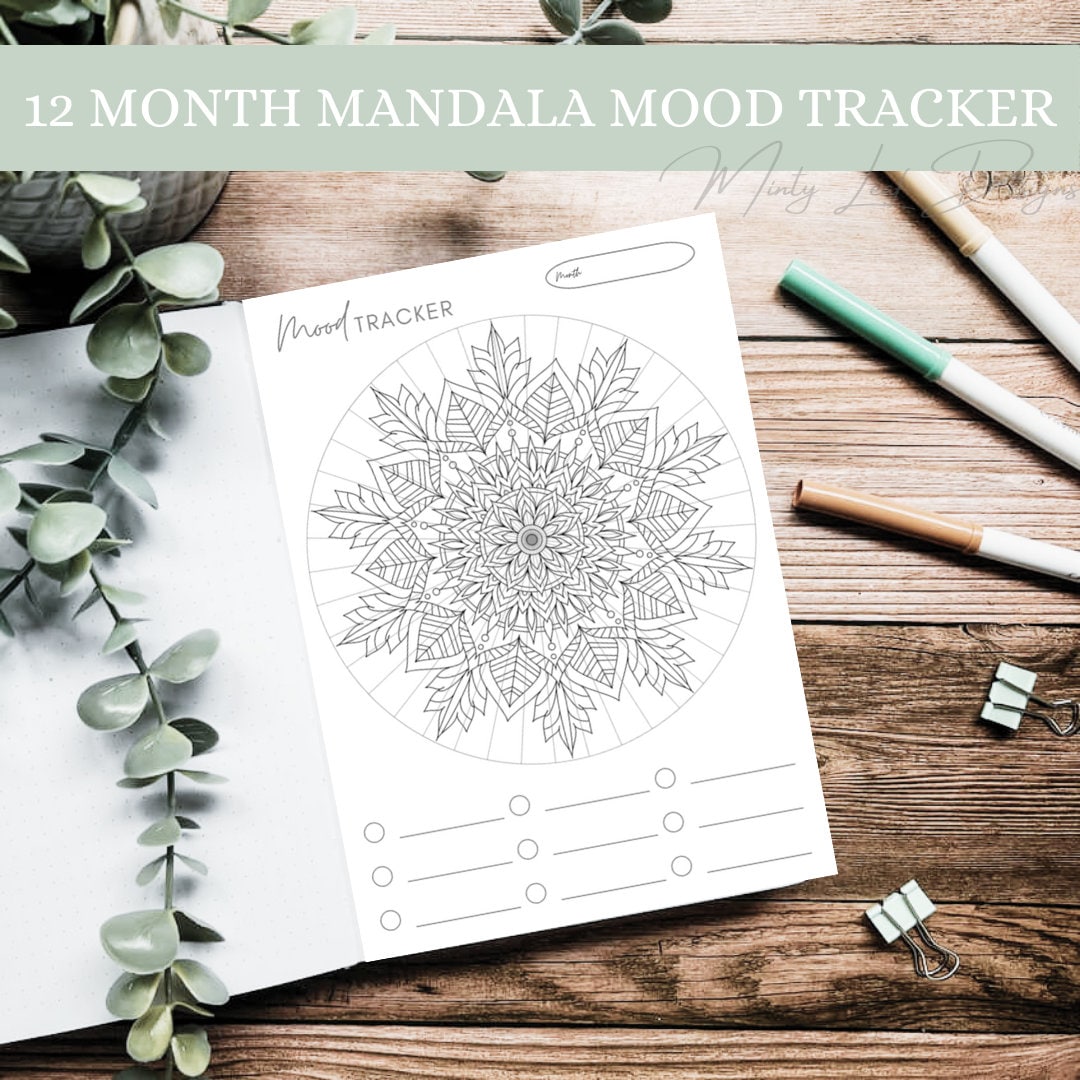 12 Month Mandala Mood Tracker Bundle Digital Download Print at Home ...