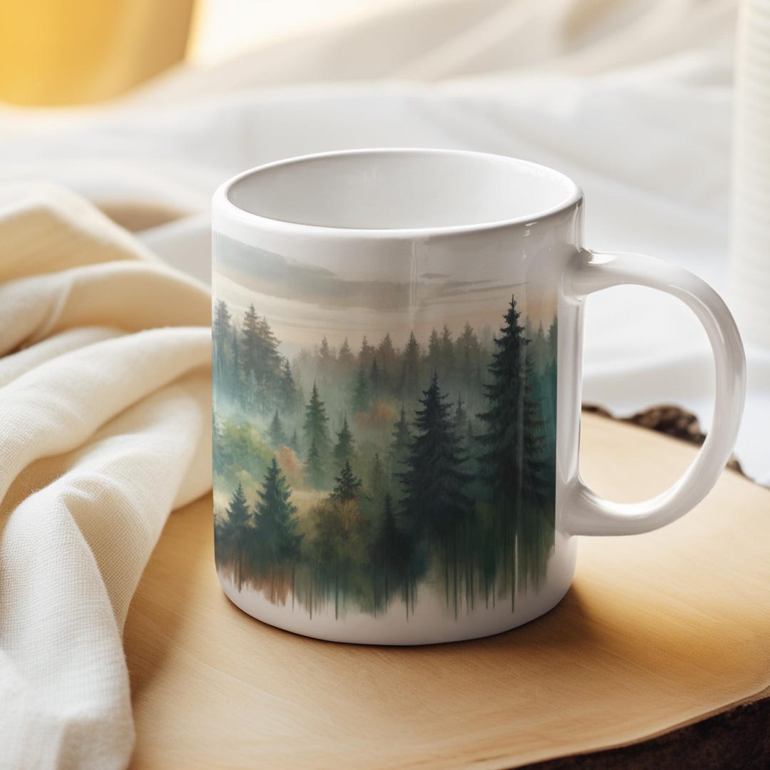 Watercolor Pine Trees Mug 15oz,20oz,11oz - Evergreen Forest Coffee Mug ...