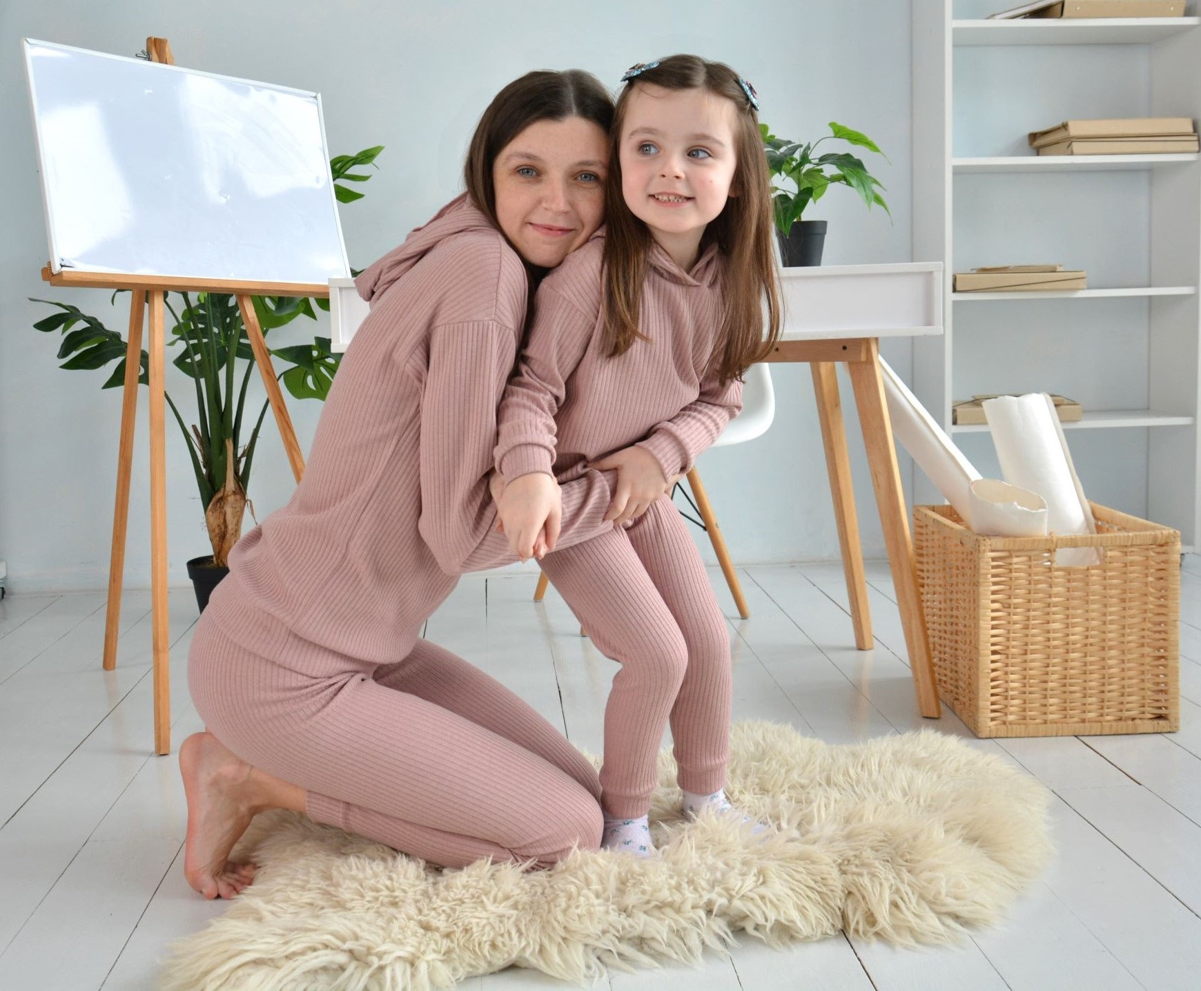 Mommy and Daughter Matching Family Look Knitted Viscose Ribbed ...