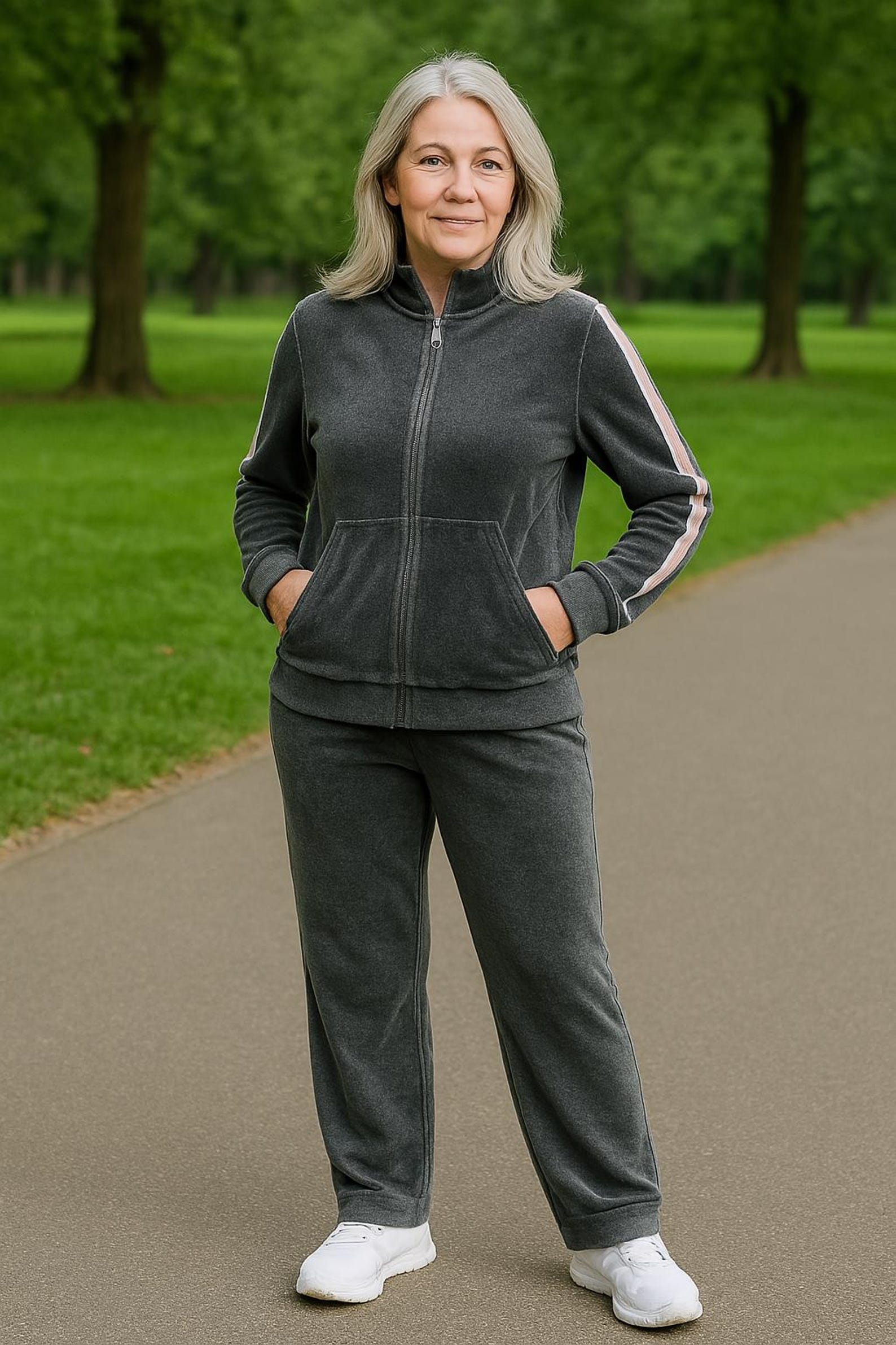 Stylish Green Velour Tracksuit for Women – Zippered Jacket & Straight ...