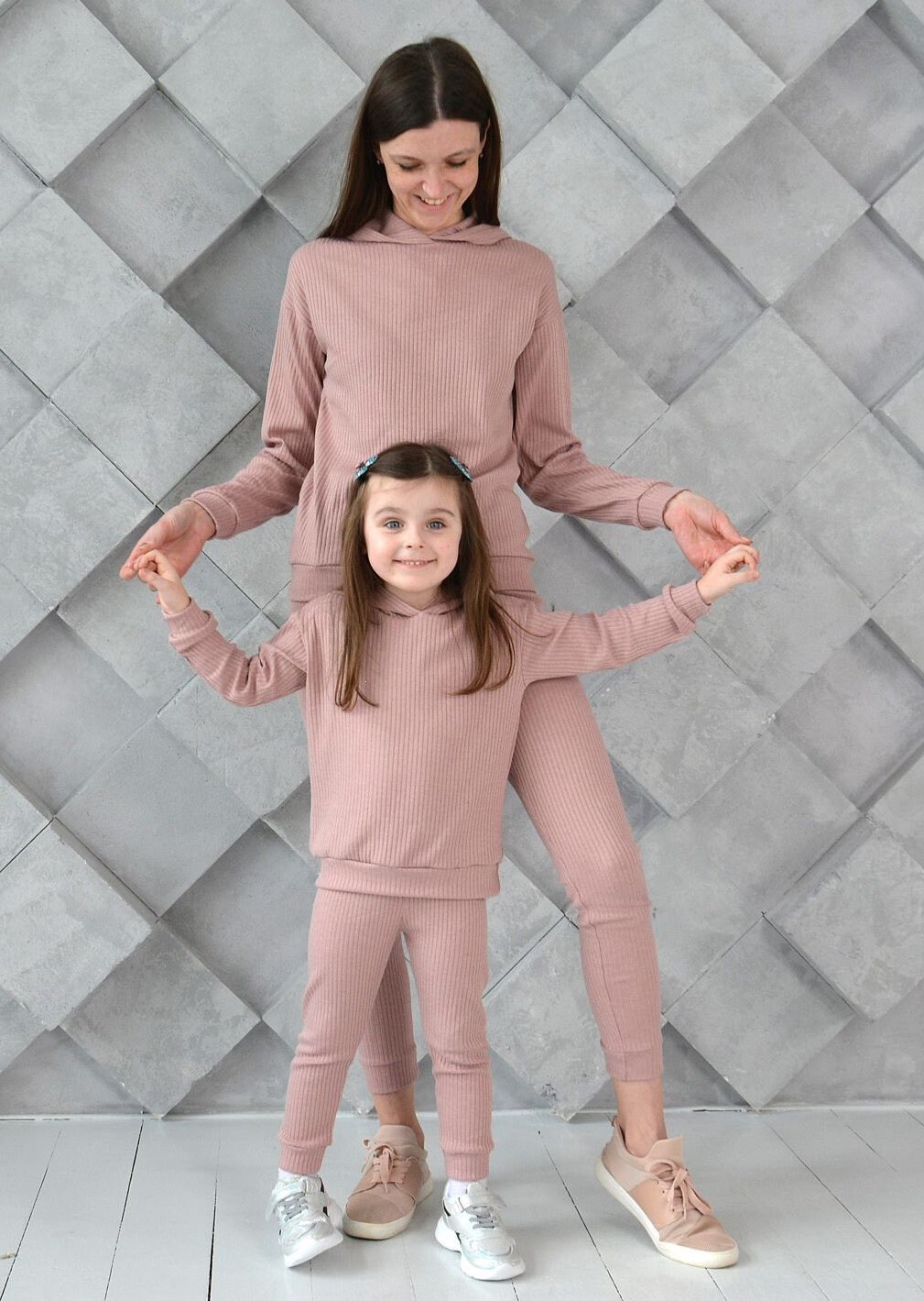 Mommy and Daughter Matching Family Look Knitted Viscose Ribbed ...