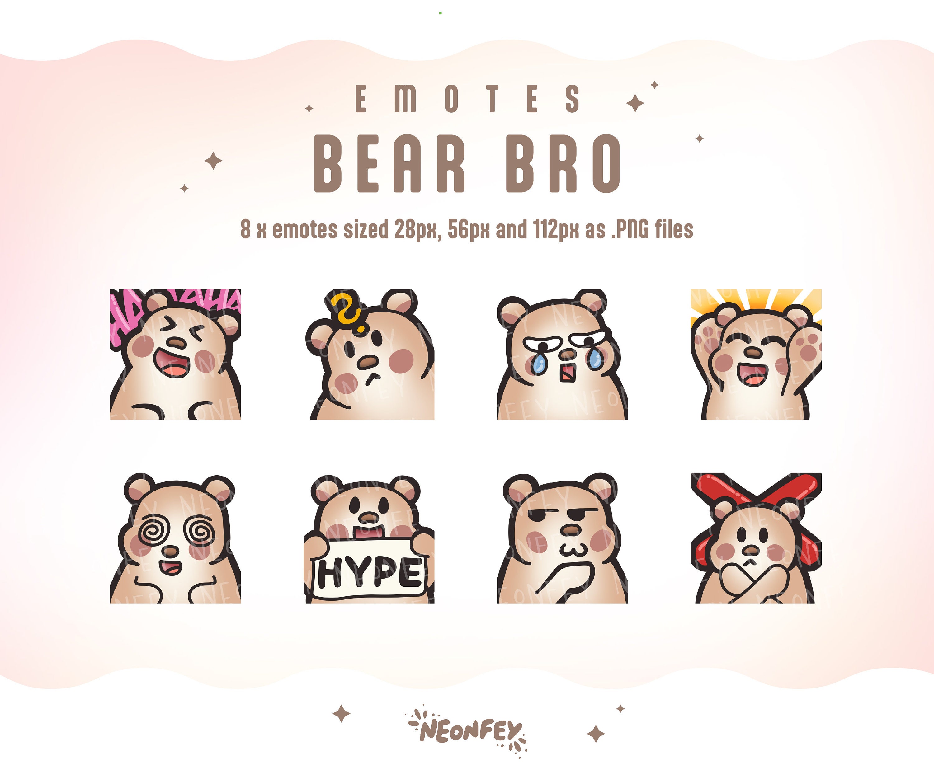 BEAR EMOTES BUNDLE Twitch & Discord Emotes Cute Bear Emote - Etsy