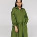 Green Linen Smock Dress, Long Linen Dress, Women Linen Wear, Linen ...