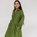 Green Linen Smock Dress, Long Linen Dress, Women Linen Wear, Linen ...