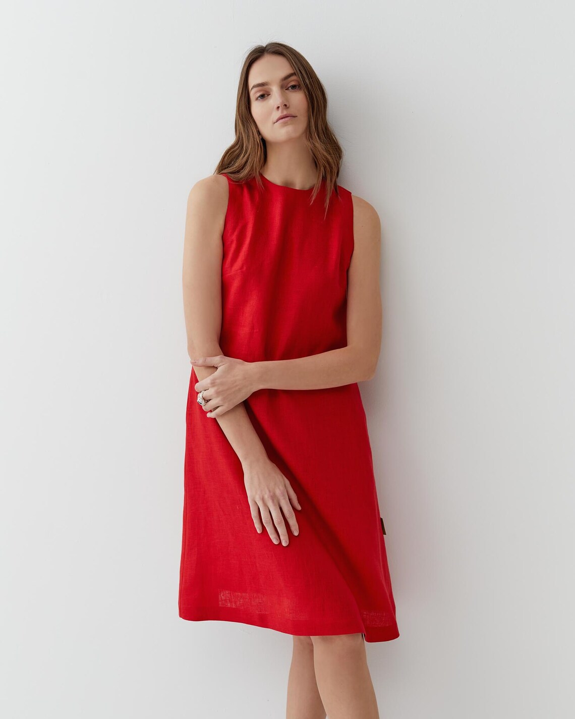 Red Linen Mini Dress: Sleeveless Tie-back Summer Dress - Etsy