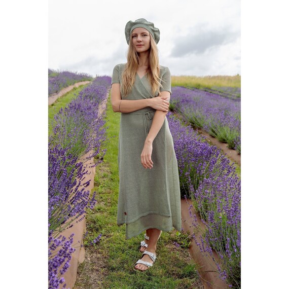 Natural Eco Linen Dress Knit Summer Dress Wrap Long Dress | Etsy