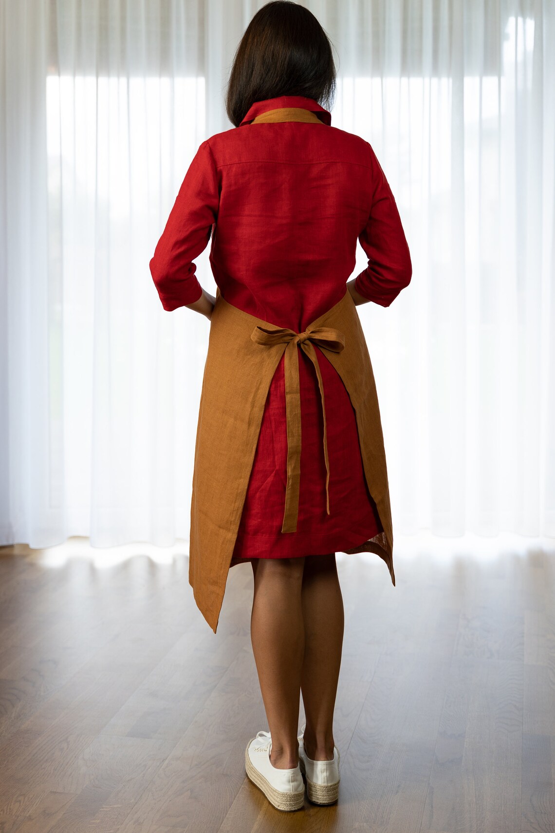 Natural Linen Soft Apron Unisex Basic Apron Full Apron for | Etsy