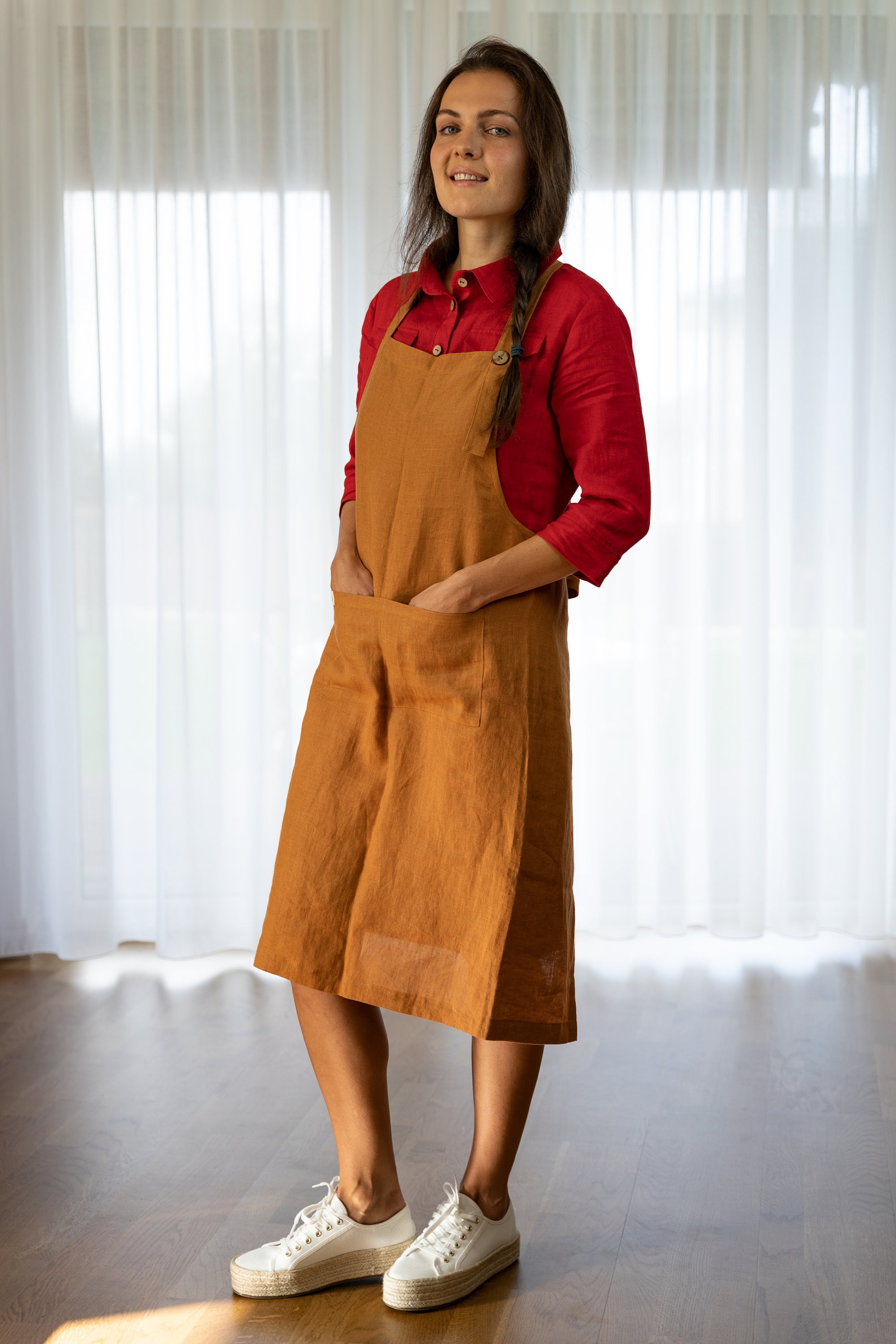Natural Linen Soft Apron Unisex Basic Apron Full Apron for - Etsy