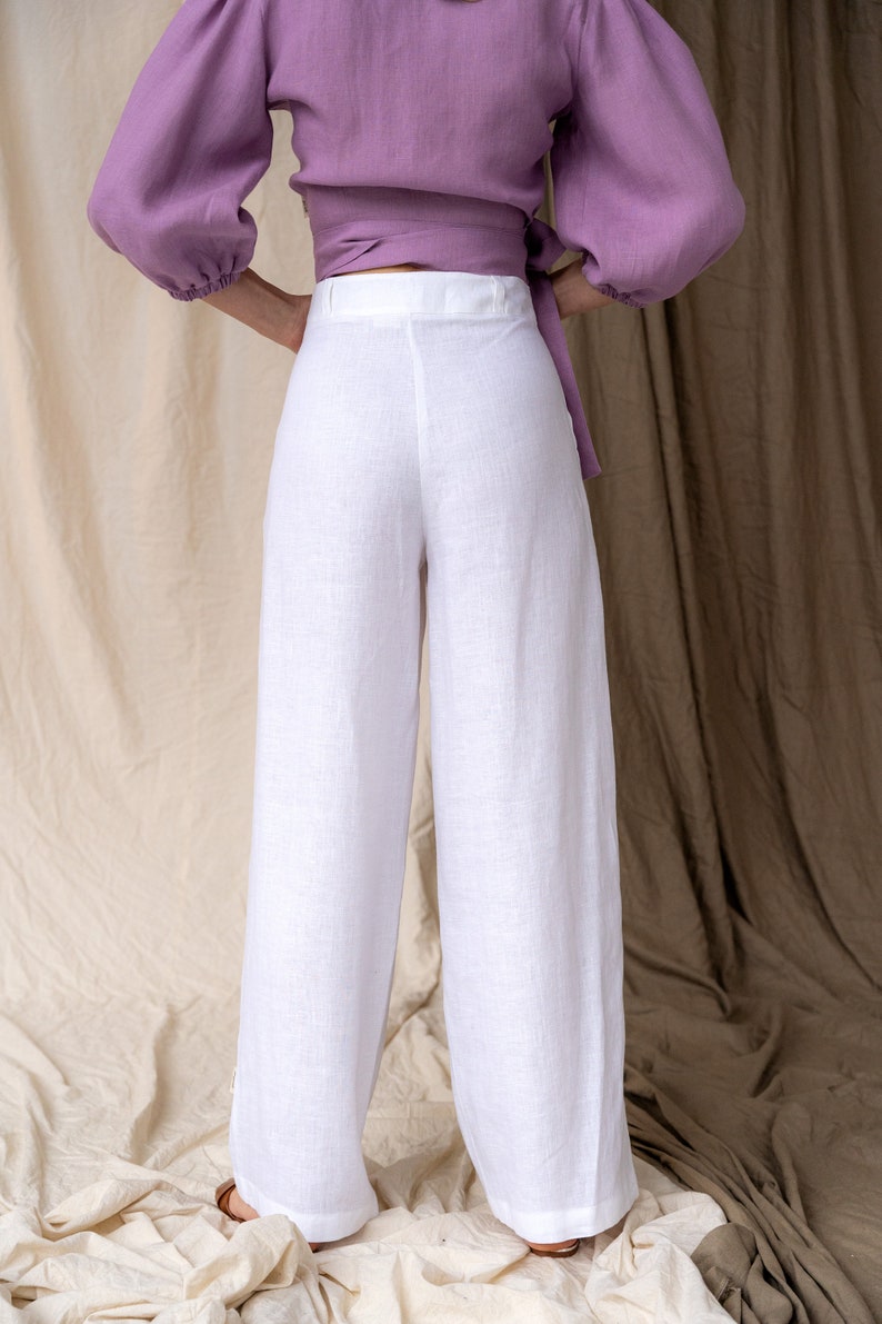 Lavender Linen Wrap Top Balloon Sleeves Wrap Crop Top Long - Etsy