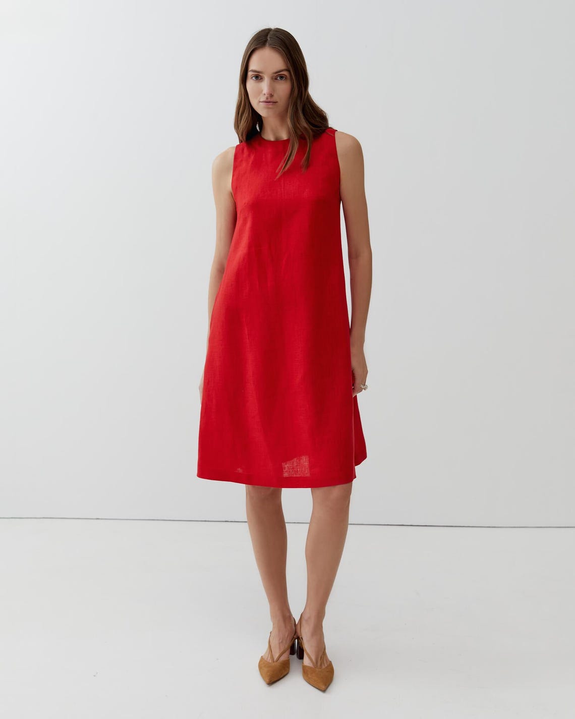 Red Linen Mini Dress: Sleeveless Tie-back Summer Dress - Etsy