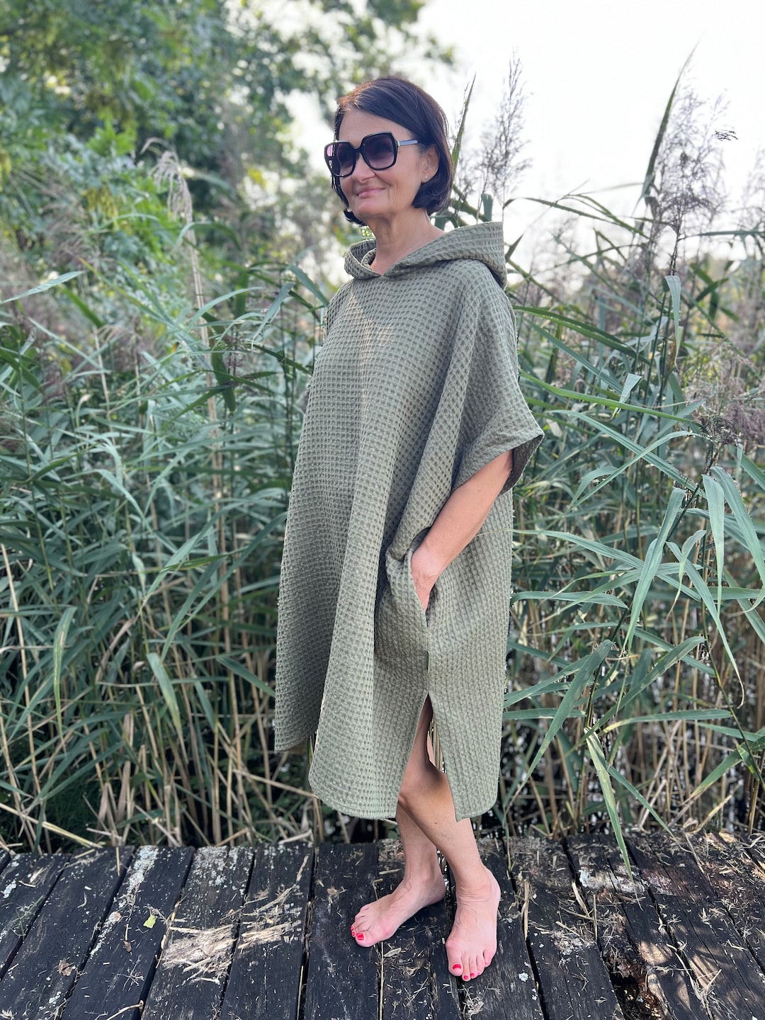 Surf Poncho Women Beach Wear, Oversized Leisure Poncho, Surfer Woman ...