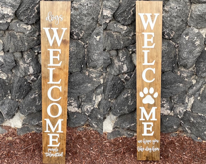 Reversible Dog Welcome Sign Dogs Welcome People Tolerated - Etsy