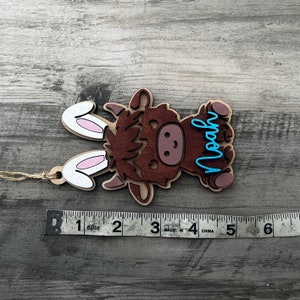 Highland Cow Easter Basket Tag | Cow Spring Decor | Personalized Easter ...