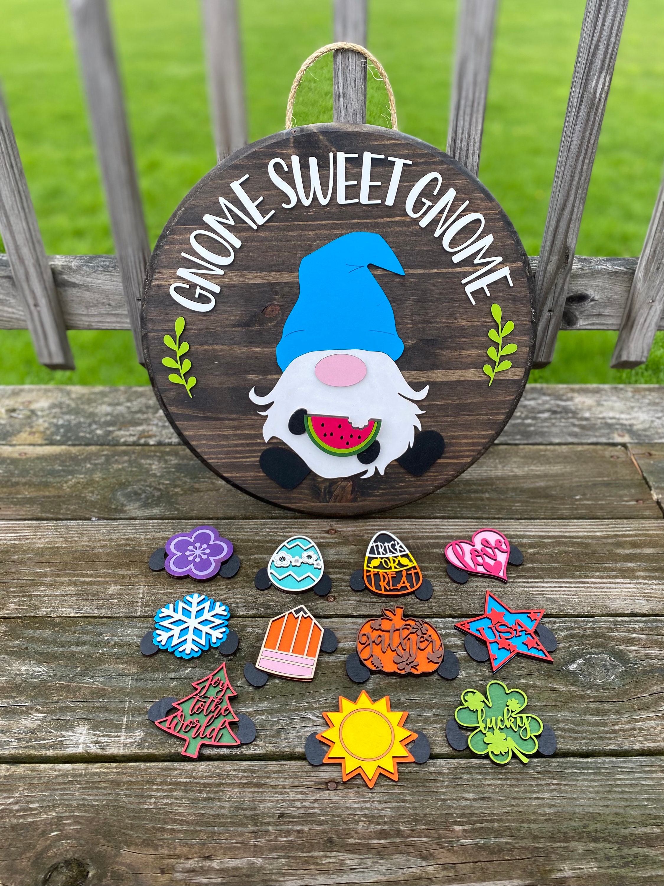 Interchangeable Gnome Welcome Sign