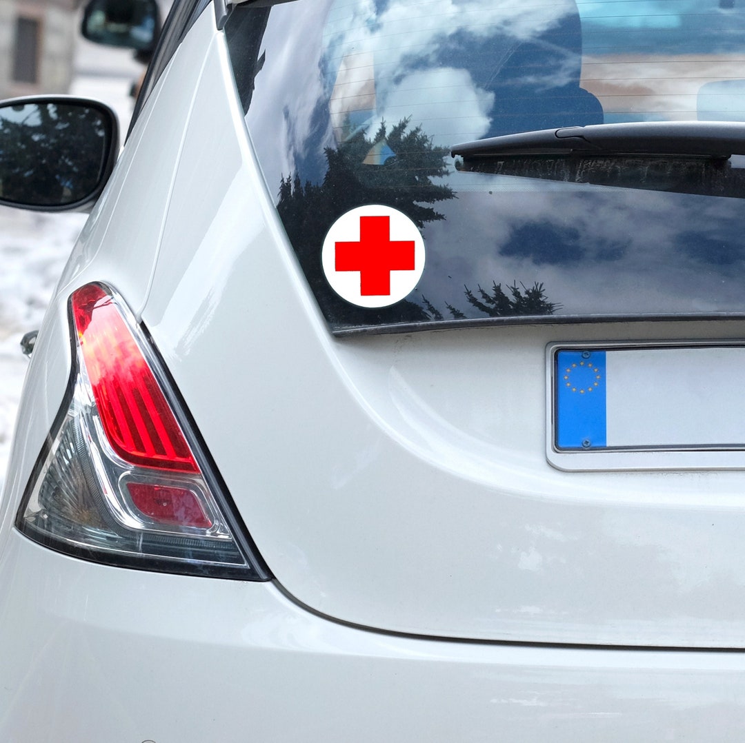 Red Cross Car Decal - First Aid Box Sticker, Medicine Box Sticker ...