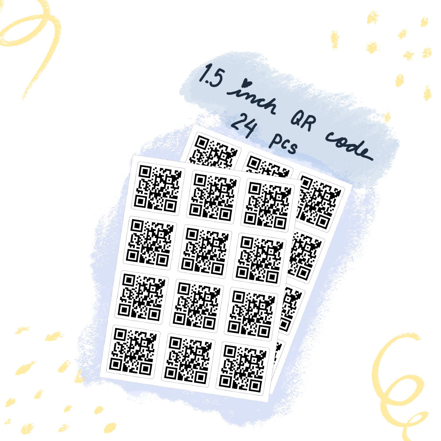 Plain QR Stickers, Wifi QR Stickers, Menu Qr Code Stickers, Social ...