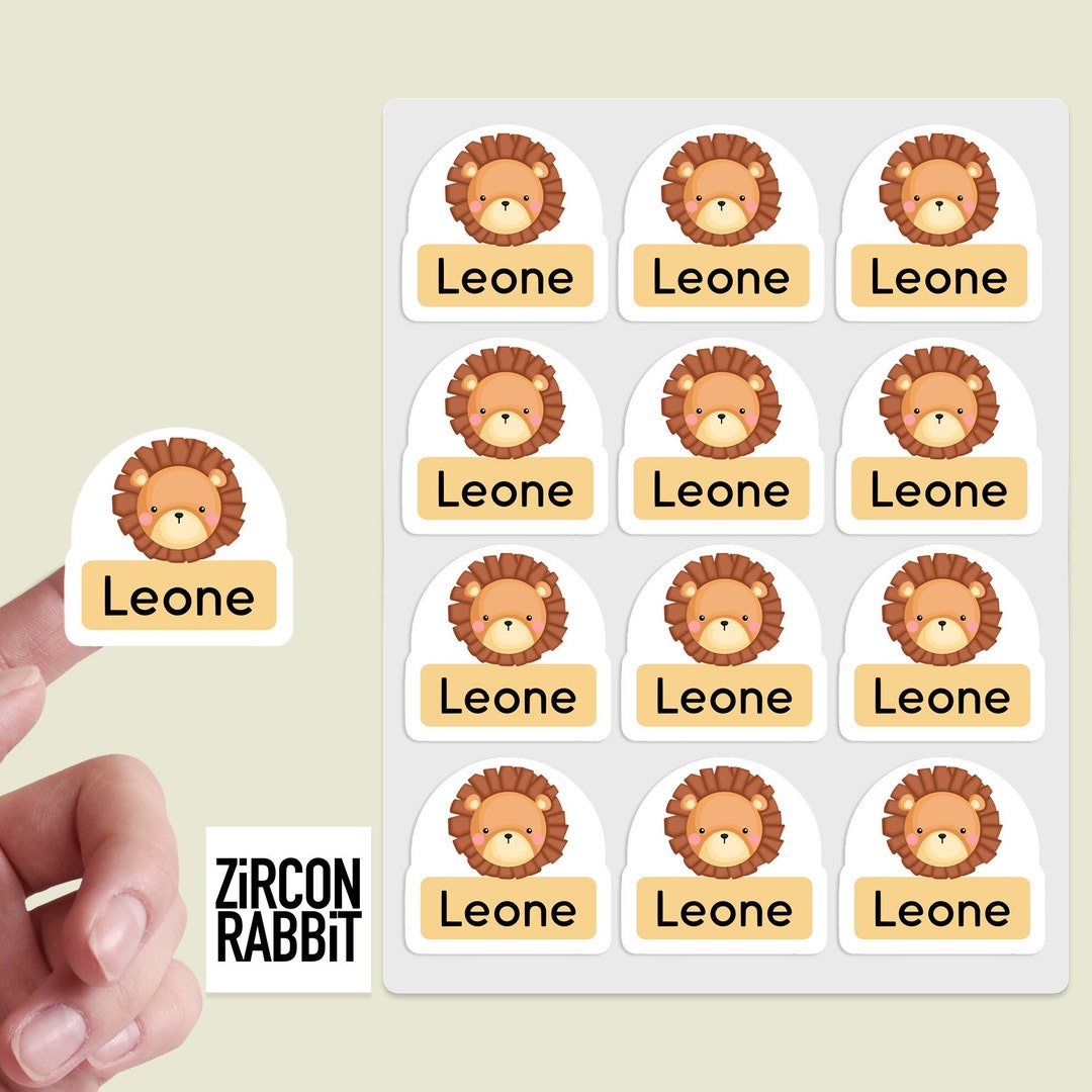 Kawaii Lion Name Tag Labels Lion Sticker With Name School - Etsy