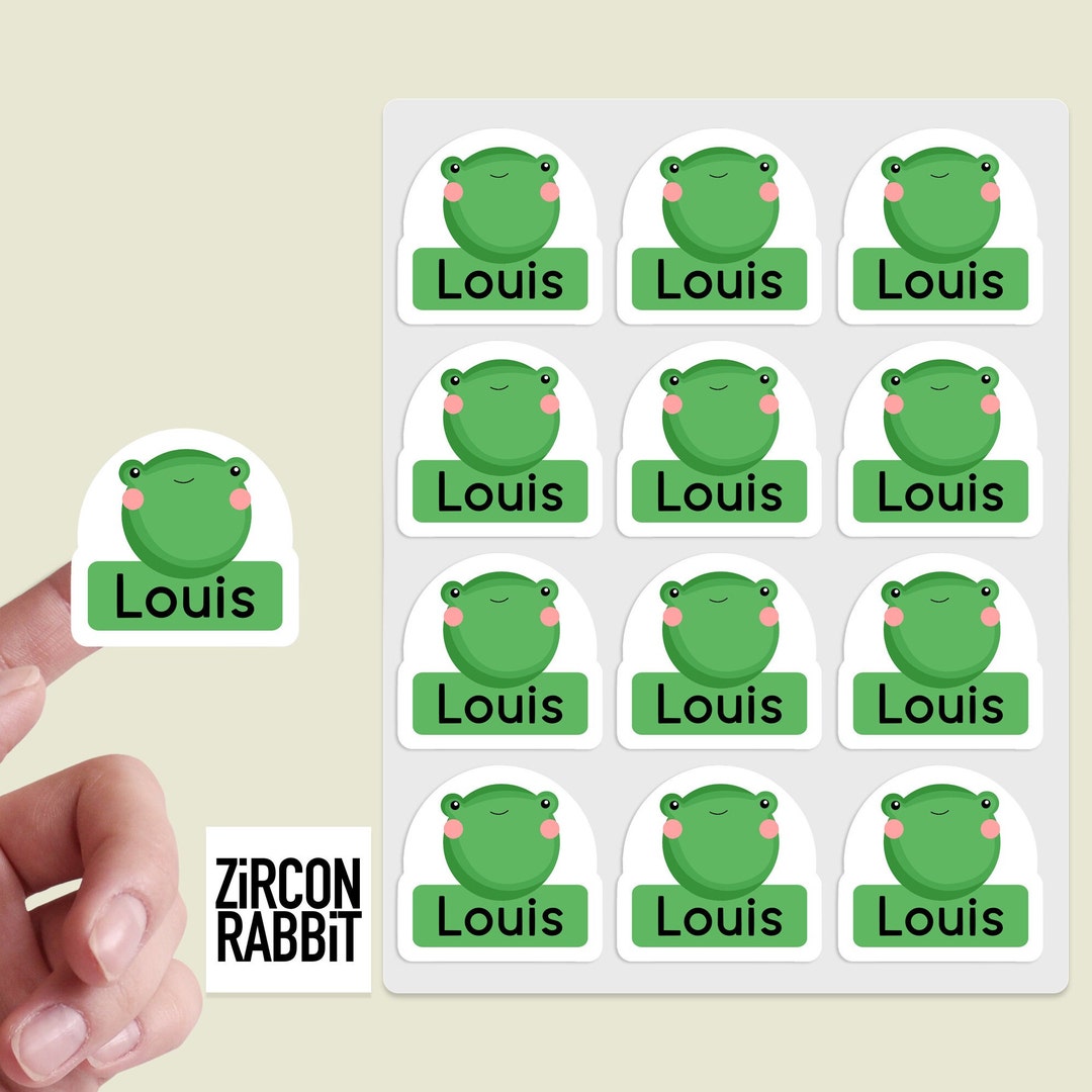 Kawaii Frog Name Tag Labels Frog Sticker With Name School - Etsy