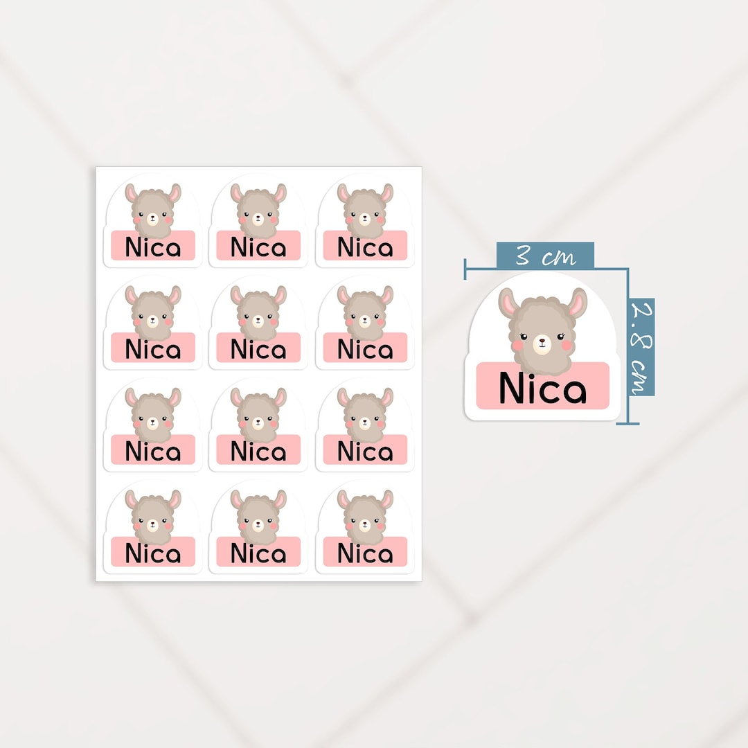 Kawaii Alpaca Name Tag Labels, Alpaca Sticker With Name, School ...