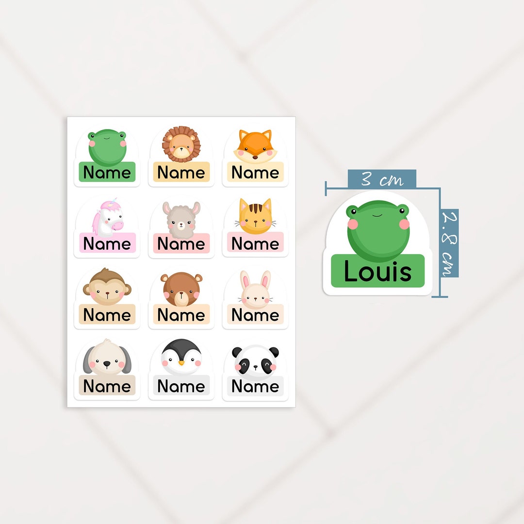 Kawaii Animals Name Tag Labels, Illustration Animals Sticker With Name ...