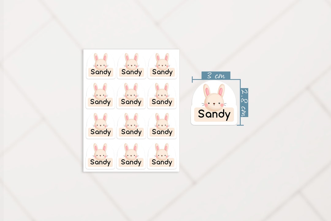Kawaii Rabbit Name Tag Labels, Rabbit Sticker With Name, School ...
