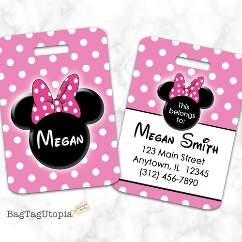 Mickey Mouse Personalized Luggage Tag Bag Tag Personalized - Etsy